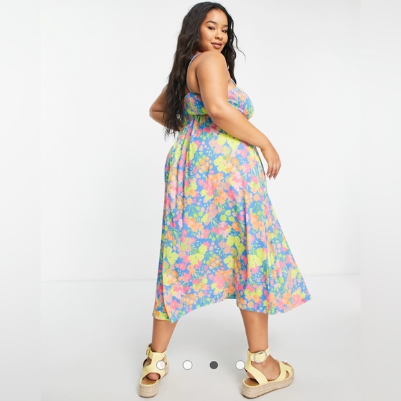 ASOS | Dresses | Asos Design Shirred Detail Strappy Midi Smock Dress In ...